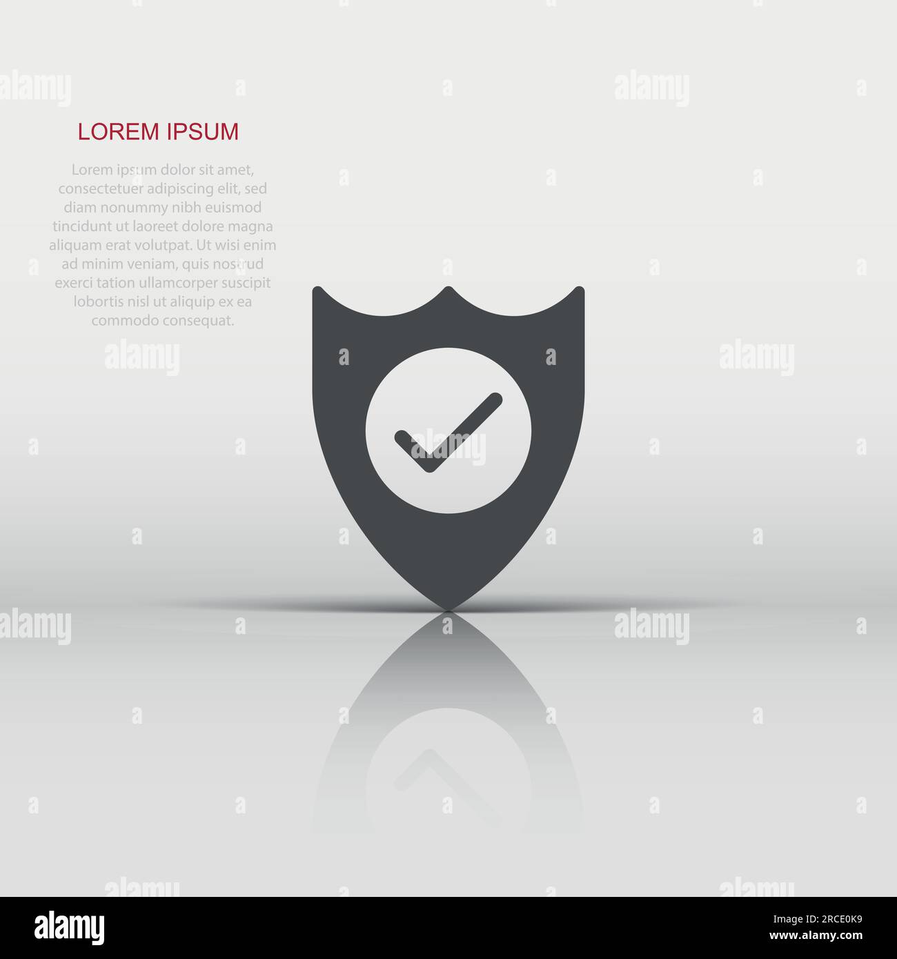 Shield with check mark icon in flat style. Protect vector illustration ...