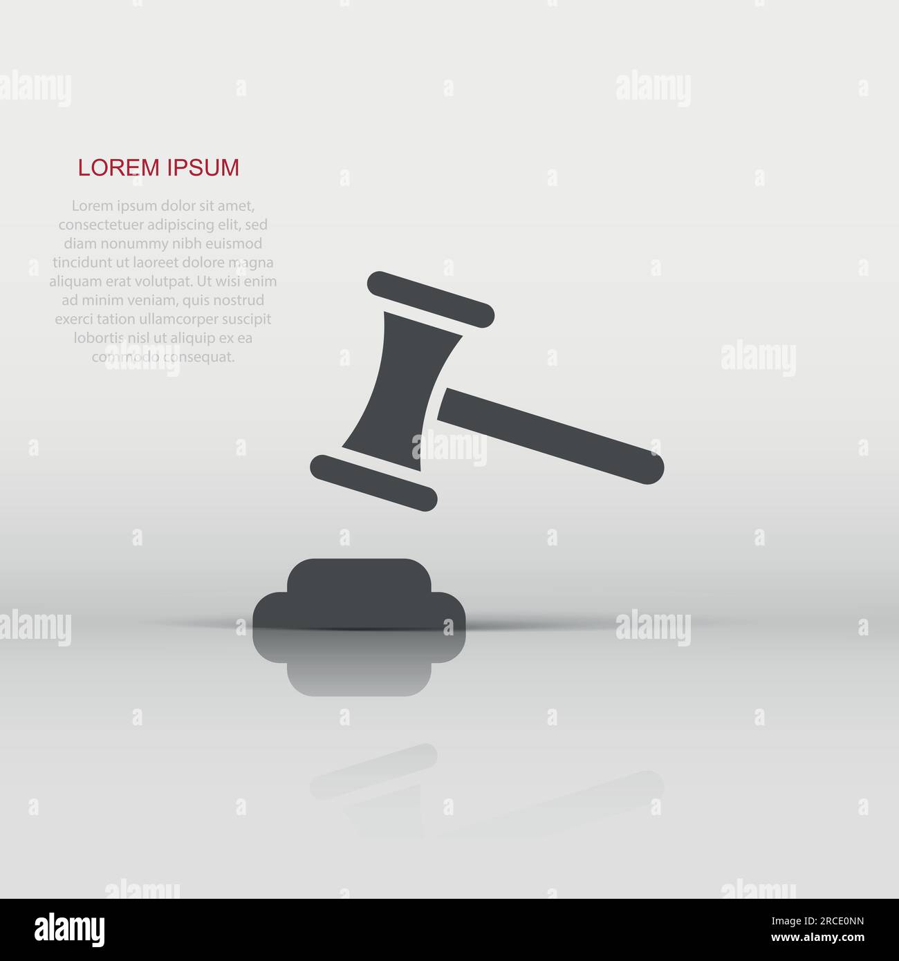 Auction hammer icon in flat style. Court sign vector illustration on ...