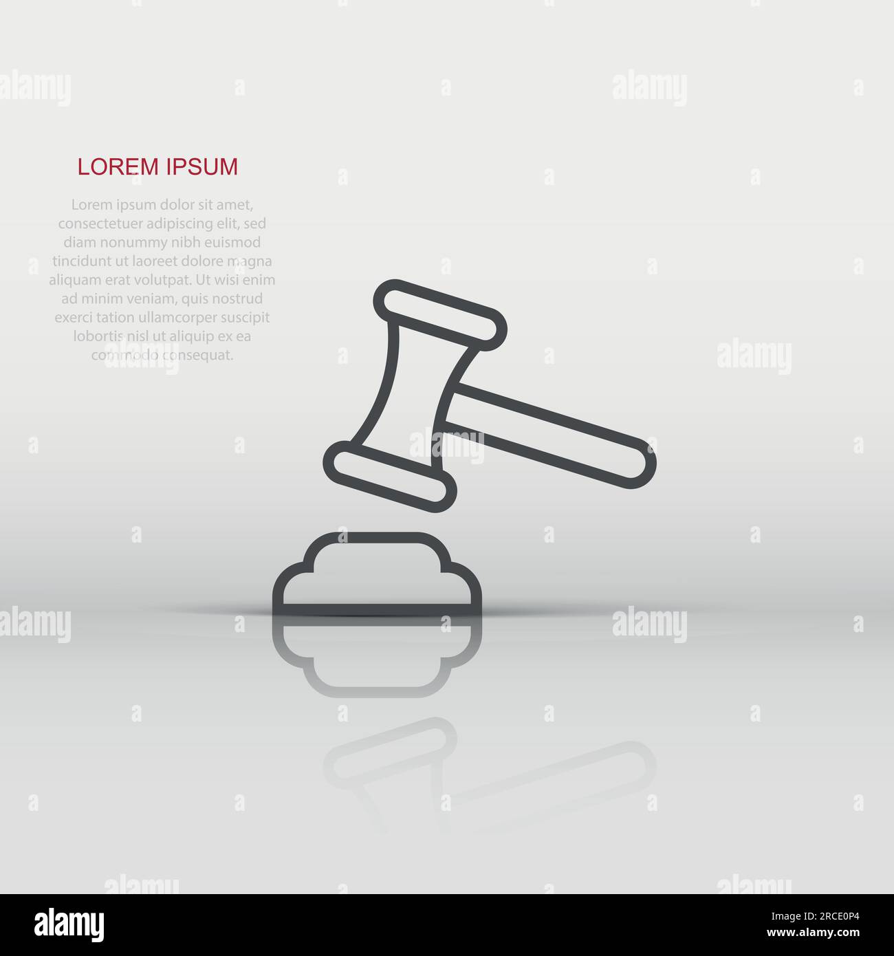Auction hammer icon in flat style. Court sign vector illustration on ...