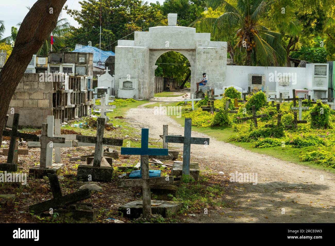Atmospheric Filipino Catholic graveyard,next to the sea of Cebu Strait ...