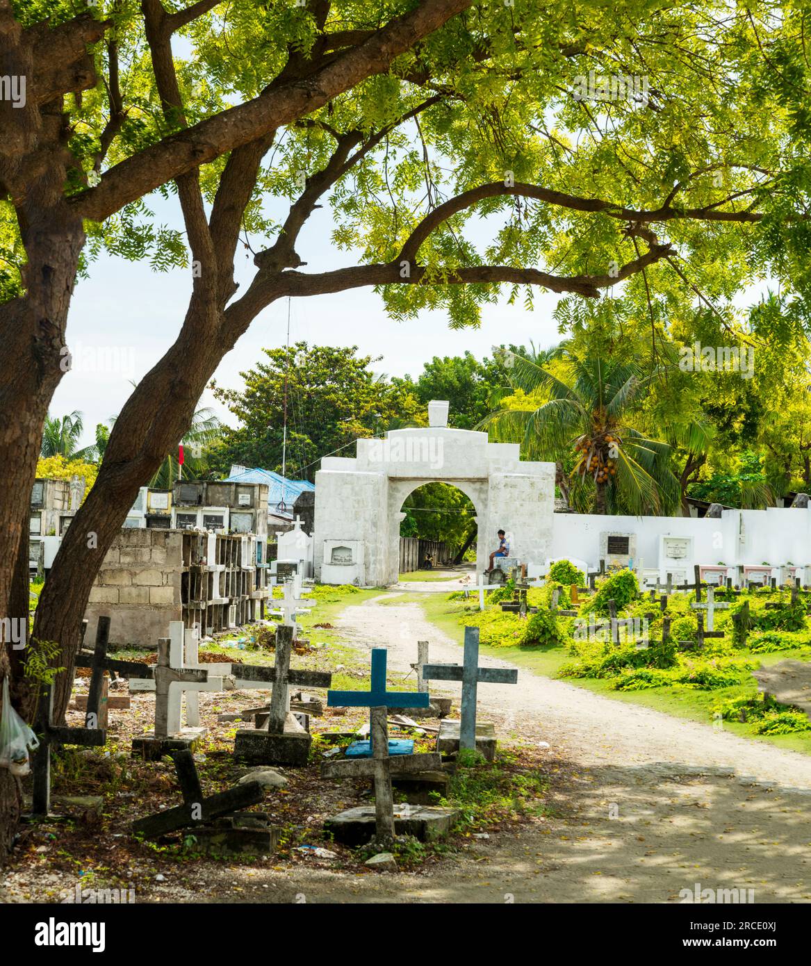 Atmospheric Filipino Catholic graveyard,next to the sea of Cebu Strait ...