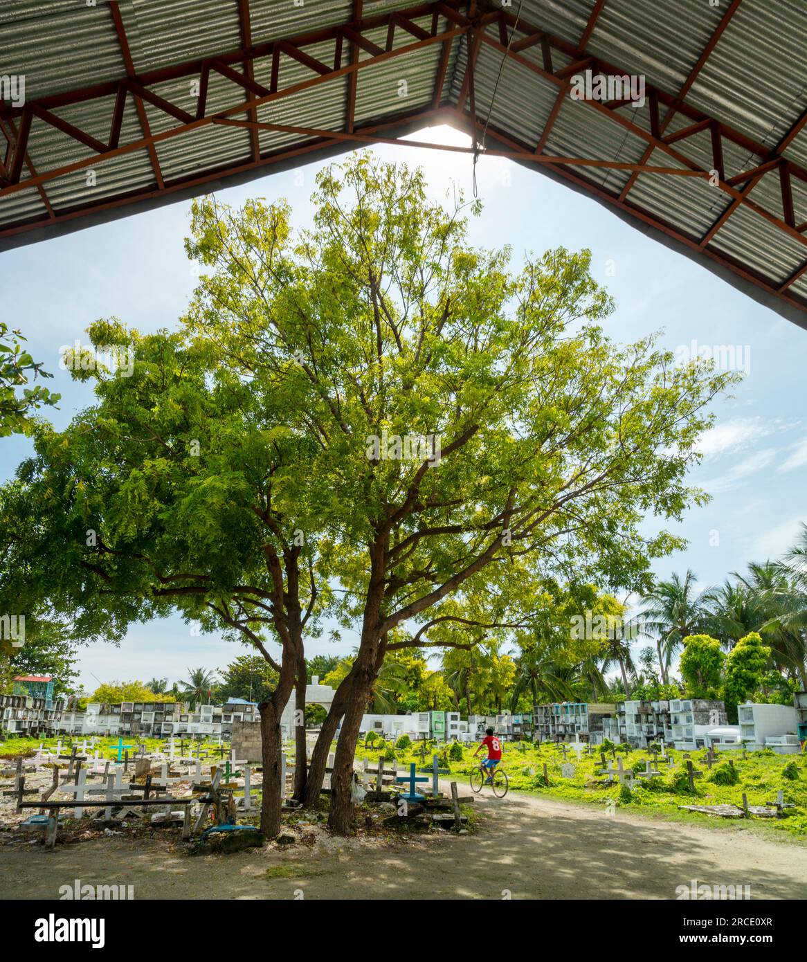 Atmospheric Filipino Catholic graveyard,next to the sea of Cebu Strait ...