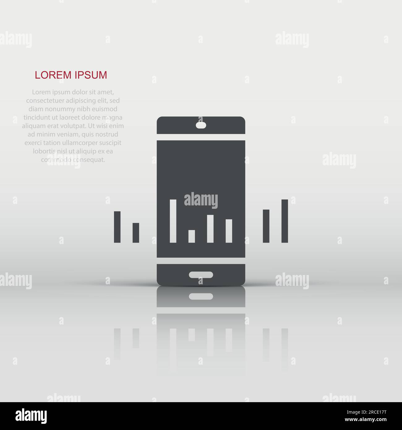 Phone diagram icon in flat style. Smartphone growth statistic vector ...