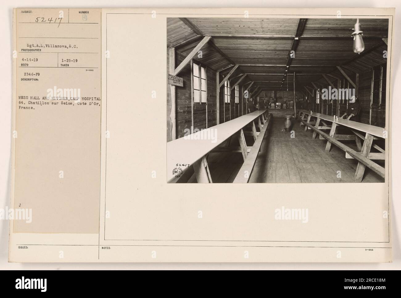 The image shows the mess hall and kitchen of Camp Hospital 64 in ...