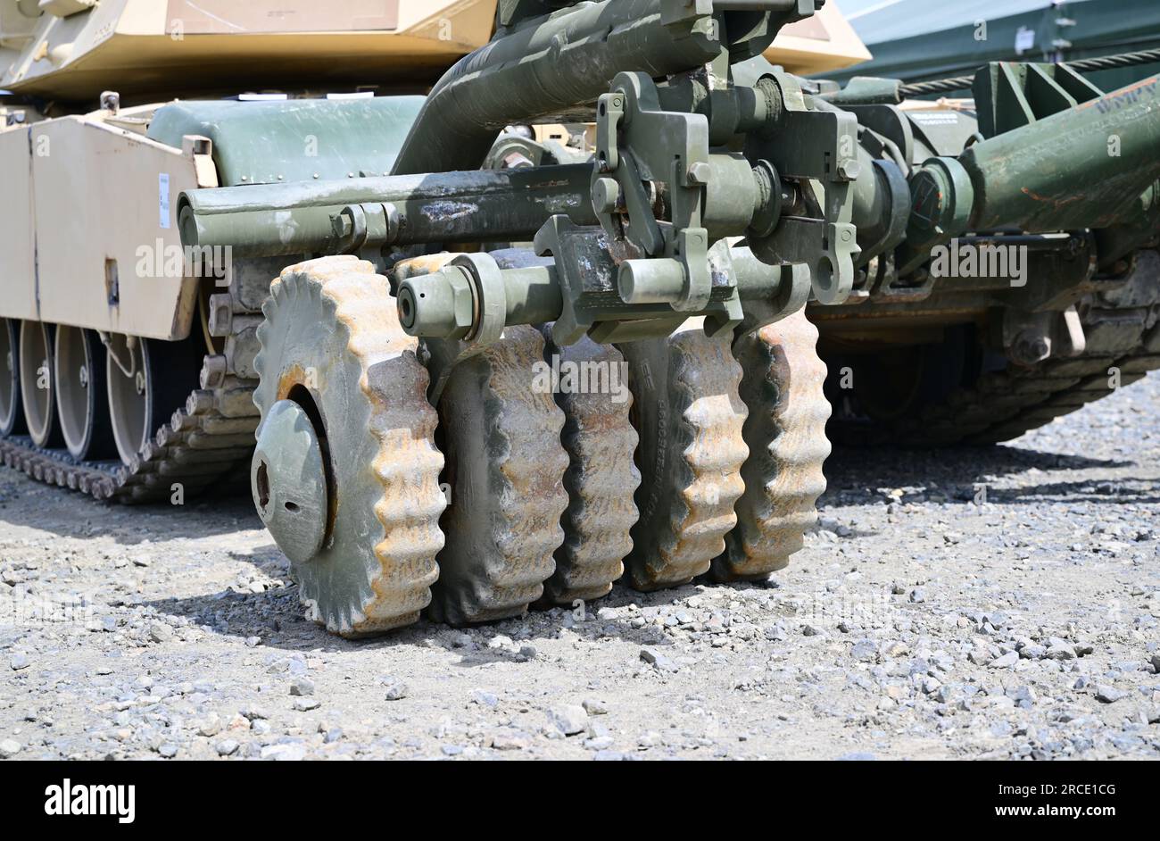 14 July 2023, Bavaria, Grafenwöhr: A U.S. Army M1A1 Abrams tank ...