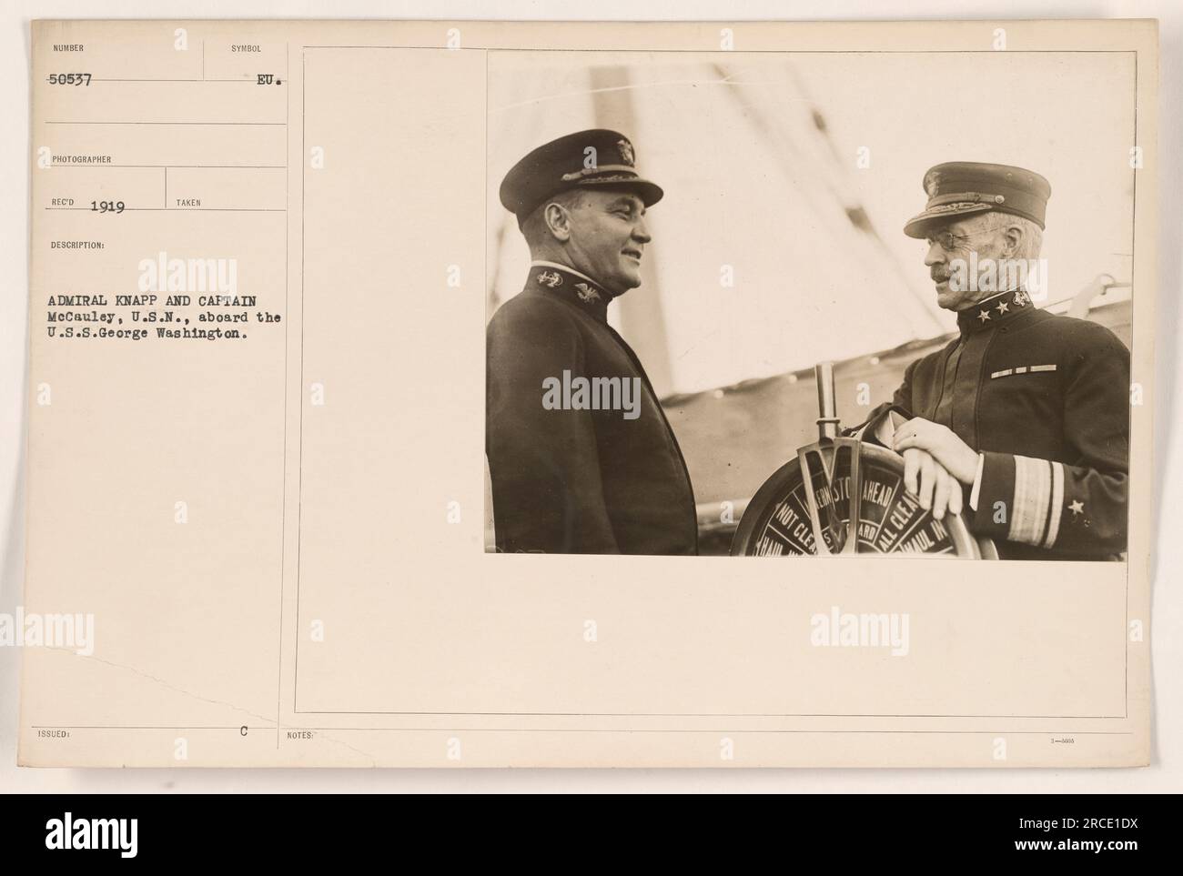Admiral Knapp and captain McCauley of the U.S. Navy aboard the U.S.S ...