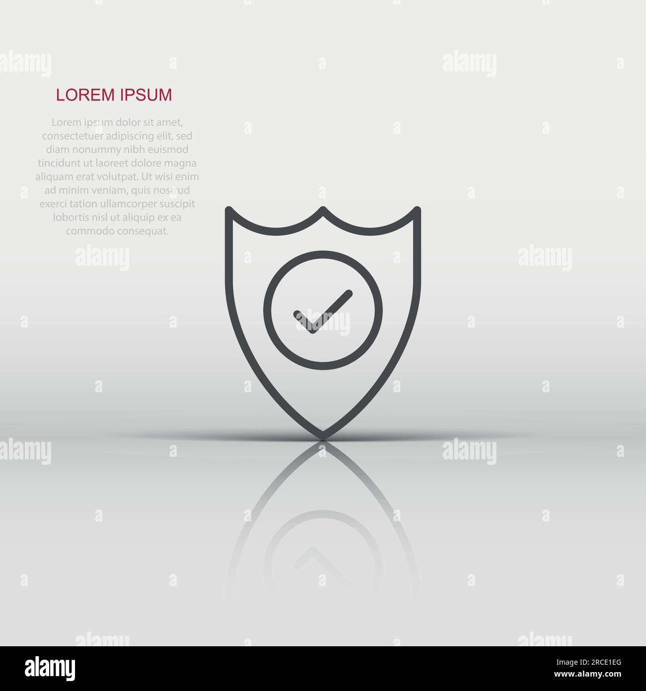 Shield with check mark icon in flat style. Protect vector illustration ...