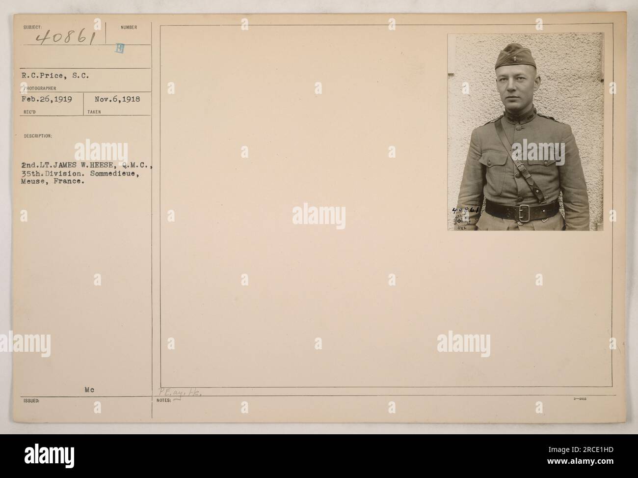 This photograph depicts Second Lieutenant James W. Heese of the ...