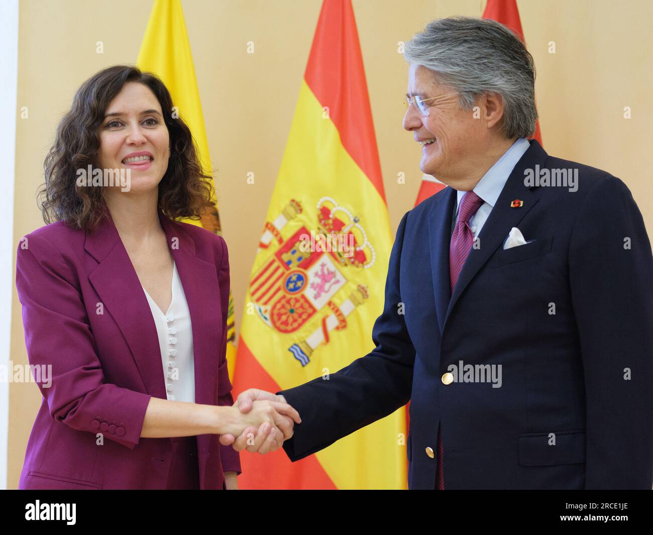 The president of the Community of Madrid, Isabel Díaz Ayuso, meets with ...