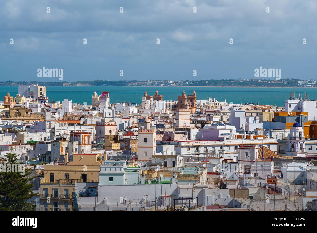 Aerial view of Cadiz with many Towers - Cadiz, Andalusia, Spain Stock ...