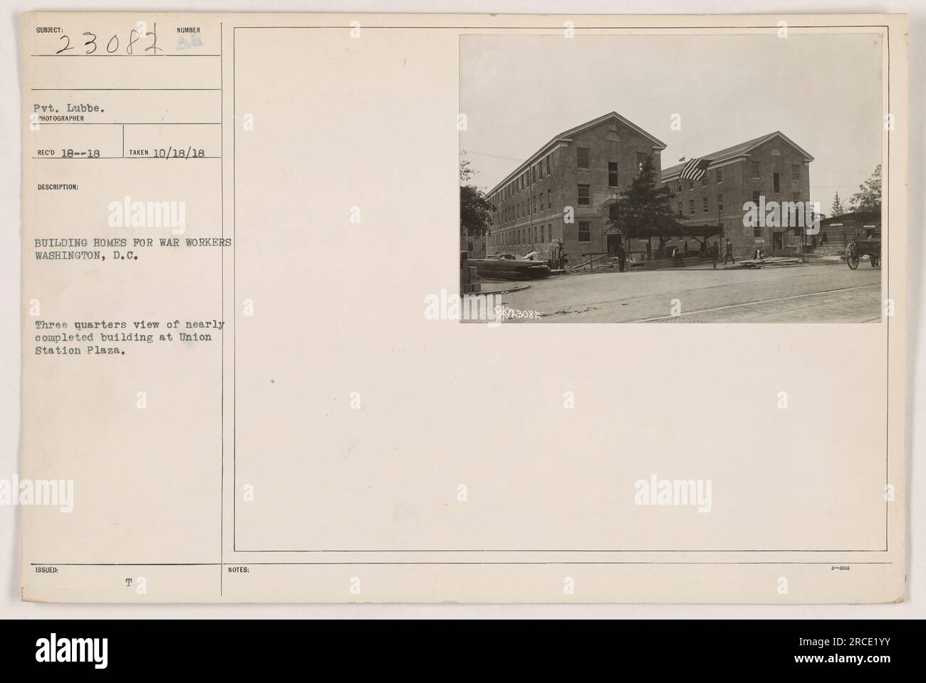 A photograph taken on October 18, 1918, showing Pvt. Lubbe at Union ...