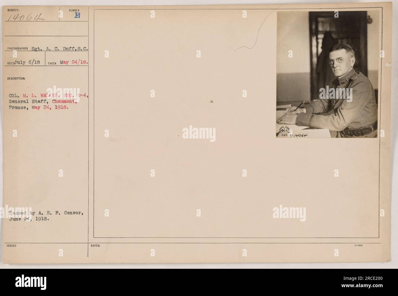 Col. M. L. Walker, a high-ranking officer on the General Staff, is ...