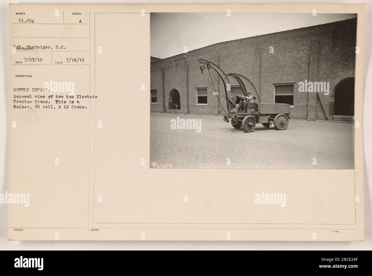 A Walker 60-cell A12 crane is seen in this photograph at a supply depot ...