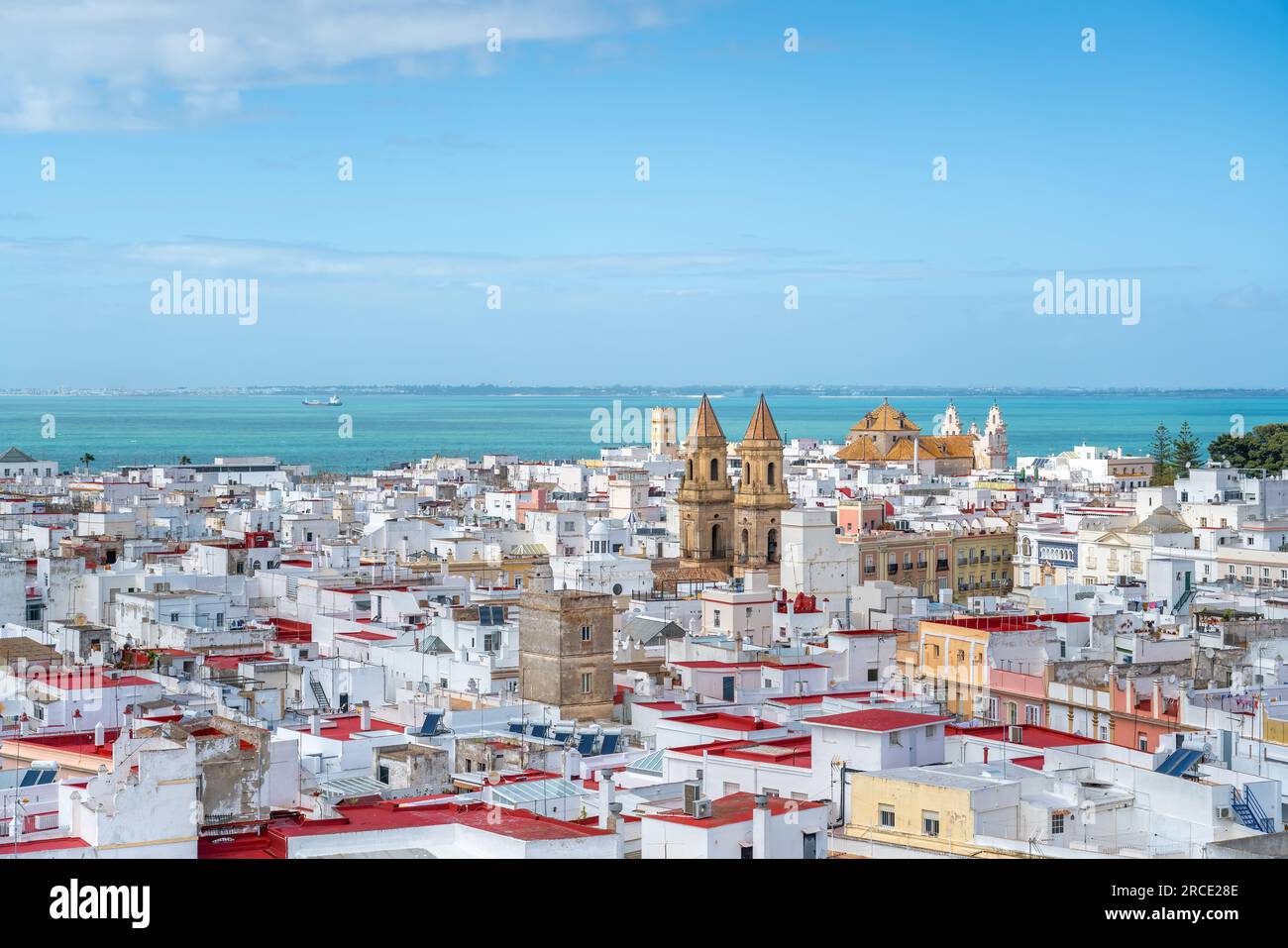 Aerial view of Cadiz with Church of San Antonio de Padua and Church of ...