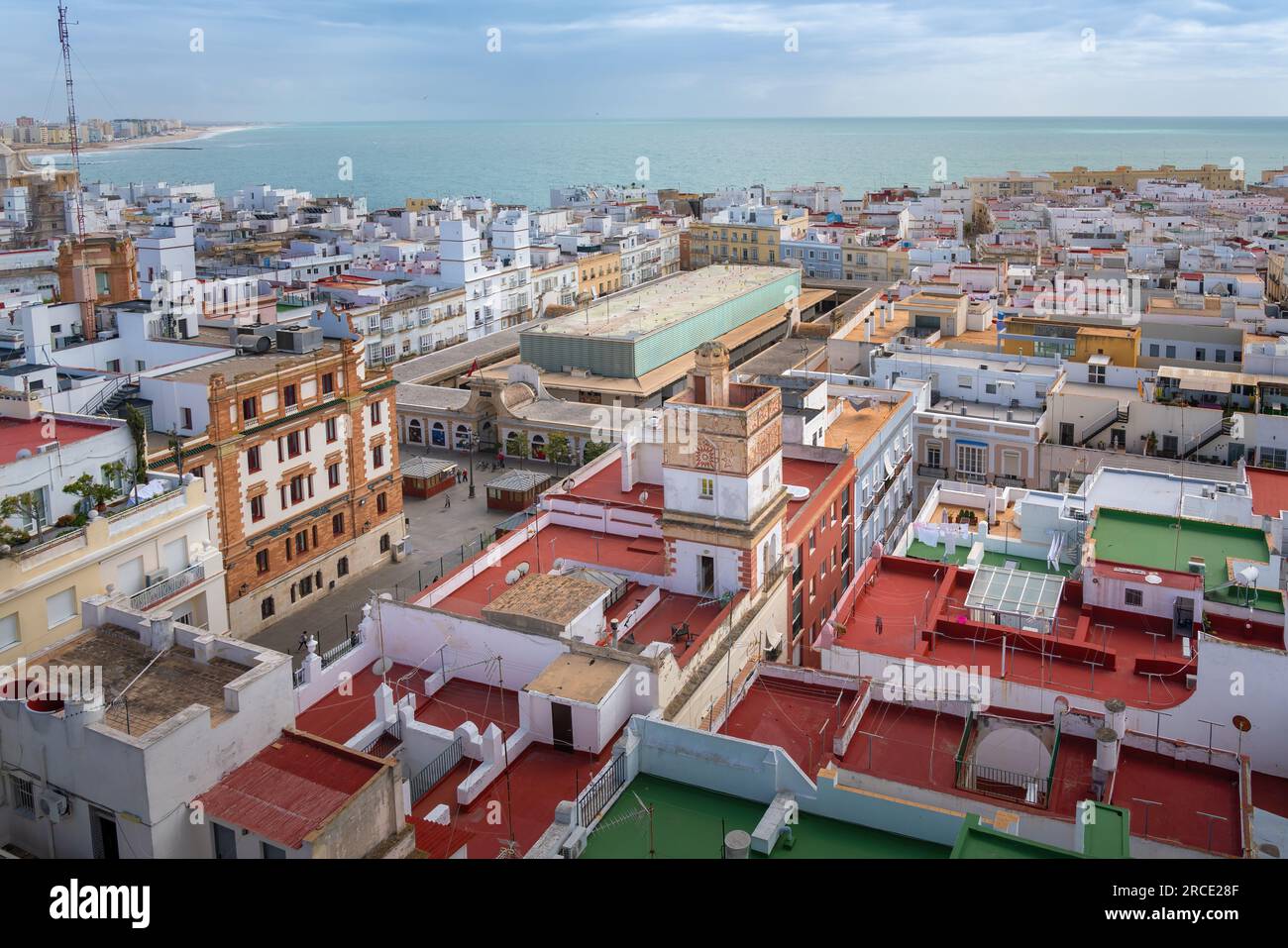 Aerial view of Cadiz with Sentry Box Tower - Cadiz, Andalusia, Spain ...