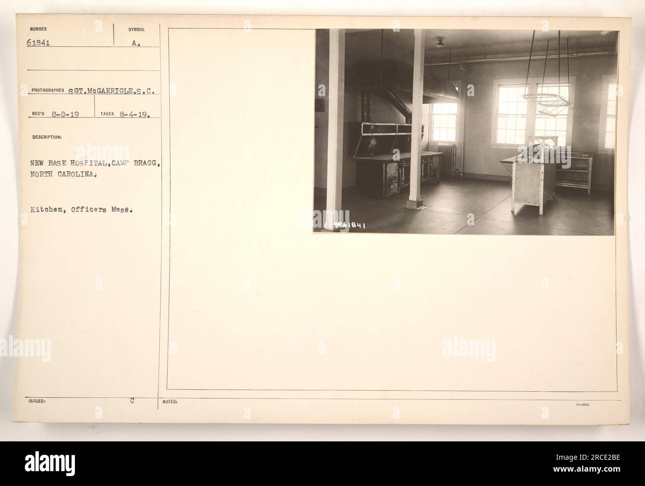 Kitchen in the officers mess of the new base hospital at Camp Bragg ...