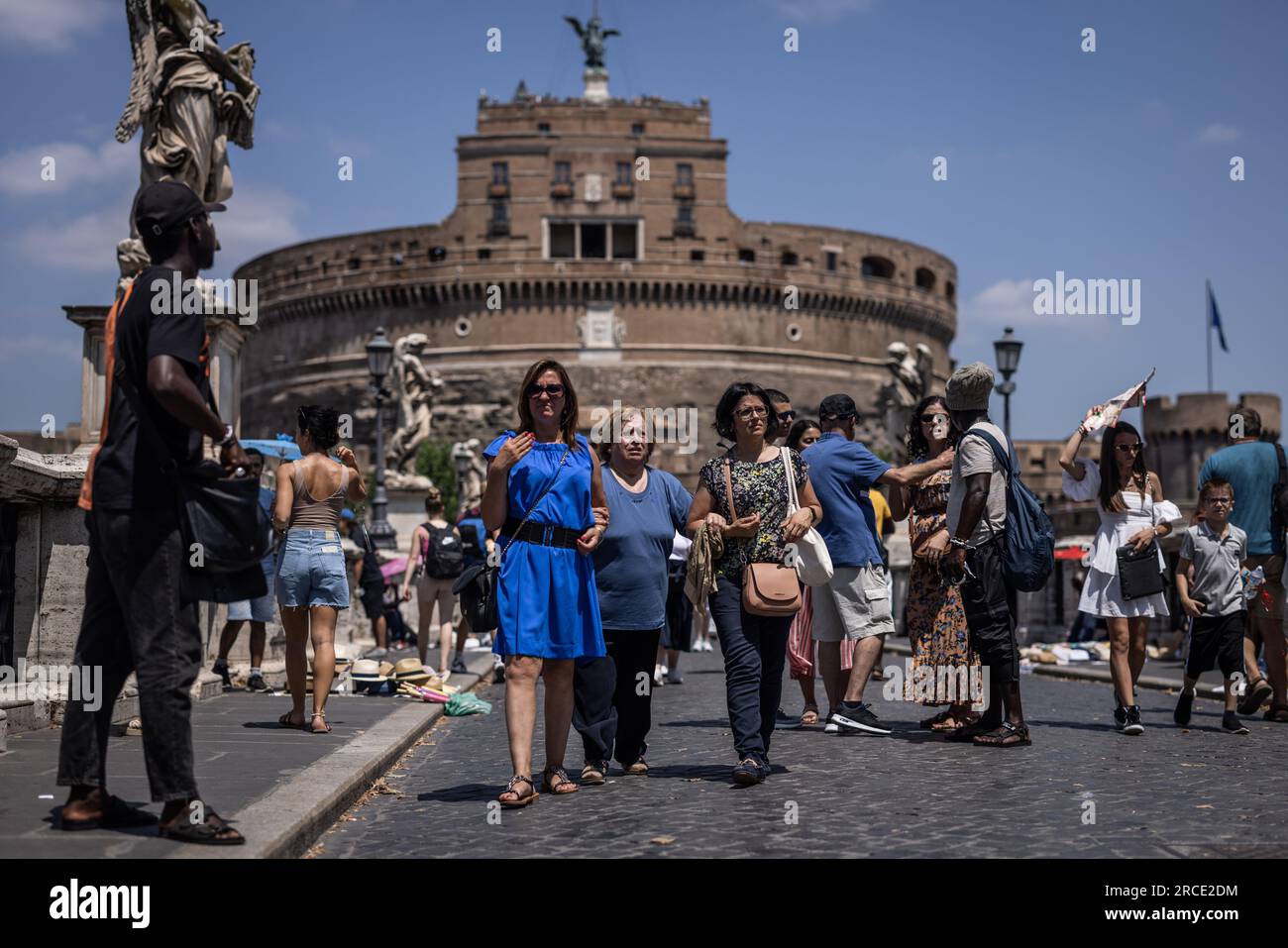 Rome, Italy. 14th July, 2023. An elderly tourist struggling with the ...
