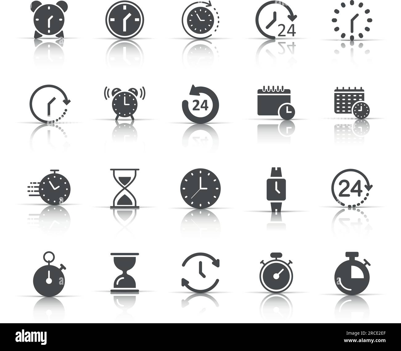 Time icon set in flat style. Agenda clock vector illustration on white ...