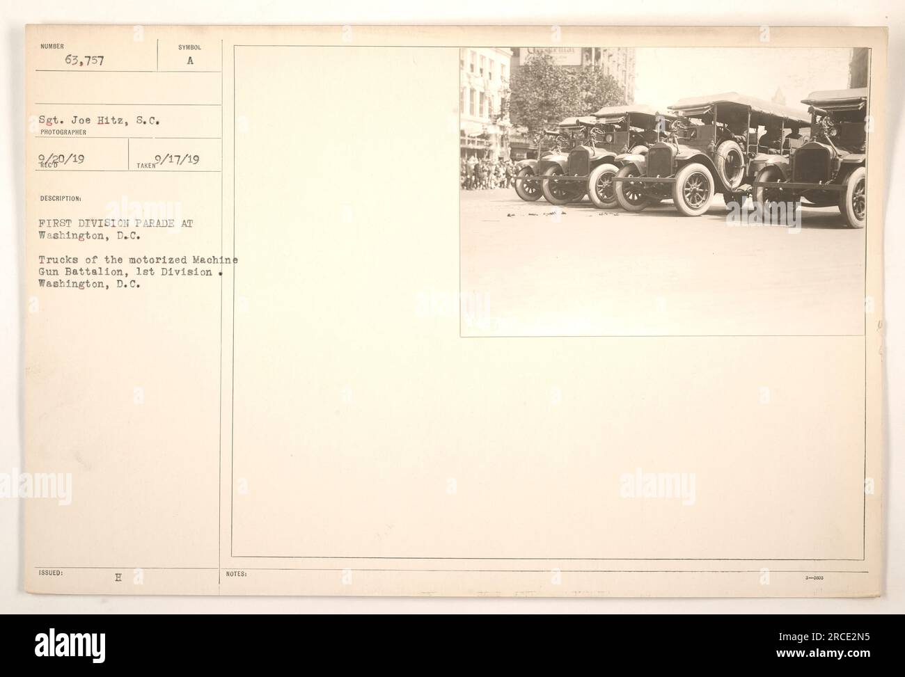 Trucks of the Machine Gun Battalion, 1st Division, taking part in a ...