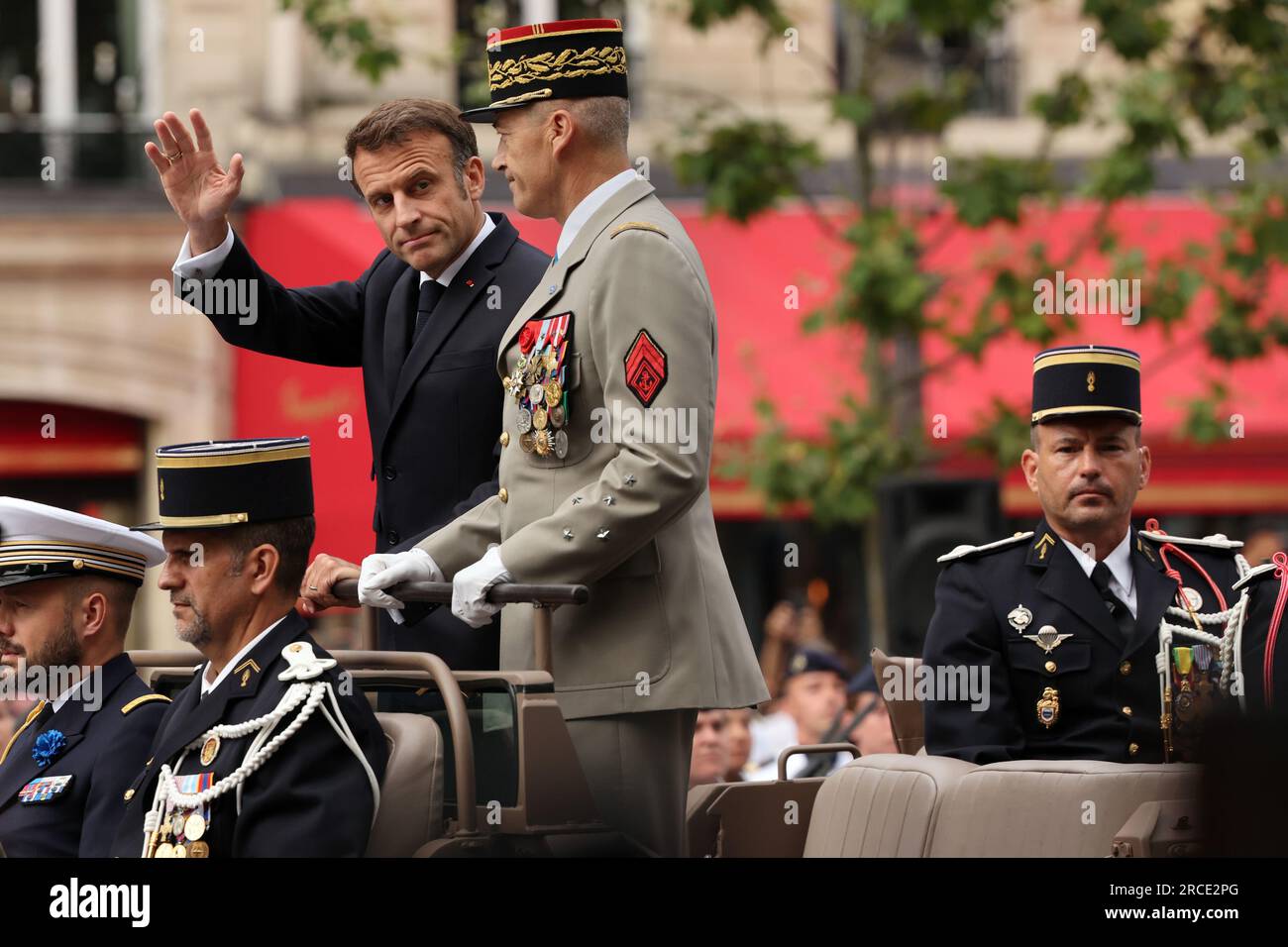 Paris, France. 14th July, 2023. French President Emmanuel Macron (L ...