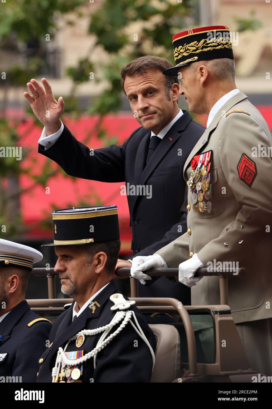 Paris, France. 14th July, 2023. French President Emmanuel Macron (L ...