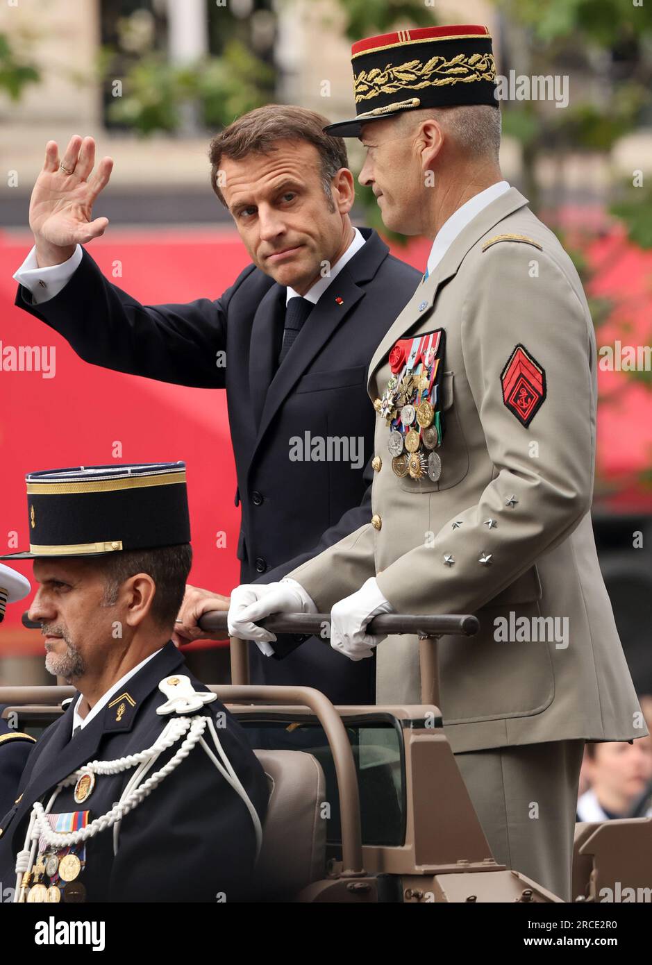 Paris, France. 14th July, 2023. French President Emmanuel Macron (L ...