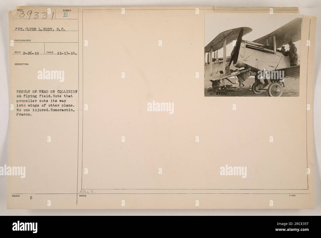 111-SC-39331: Image shows the aftermath of a head-on collision between ...