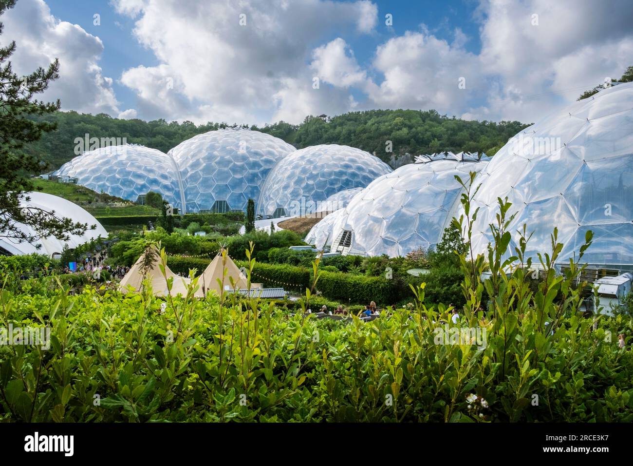 The iconic geodesic biodomes at the Eden Project in Cornwall in the UK ...