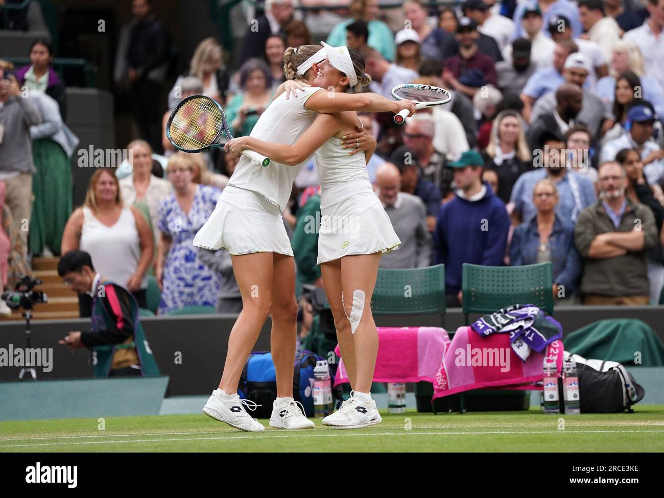 Storm Hunter (right) and Elise Mertens celebrate victory following the ...