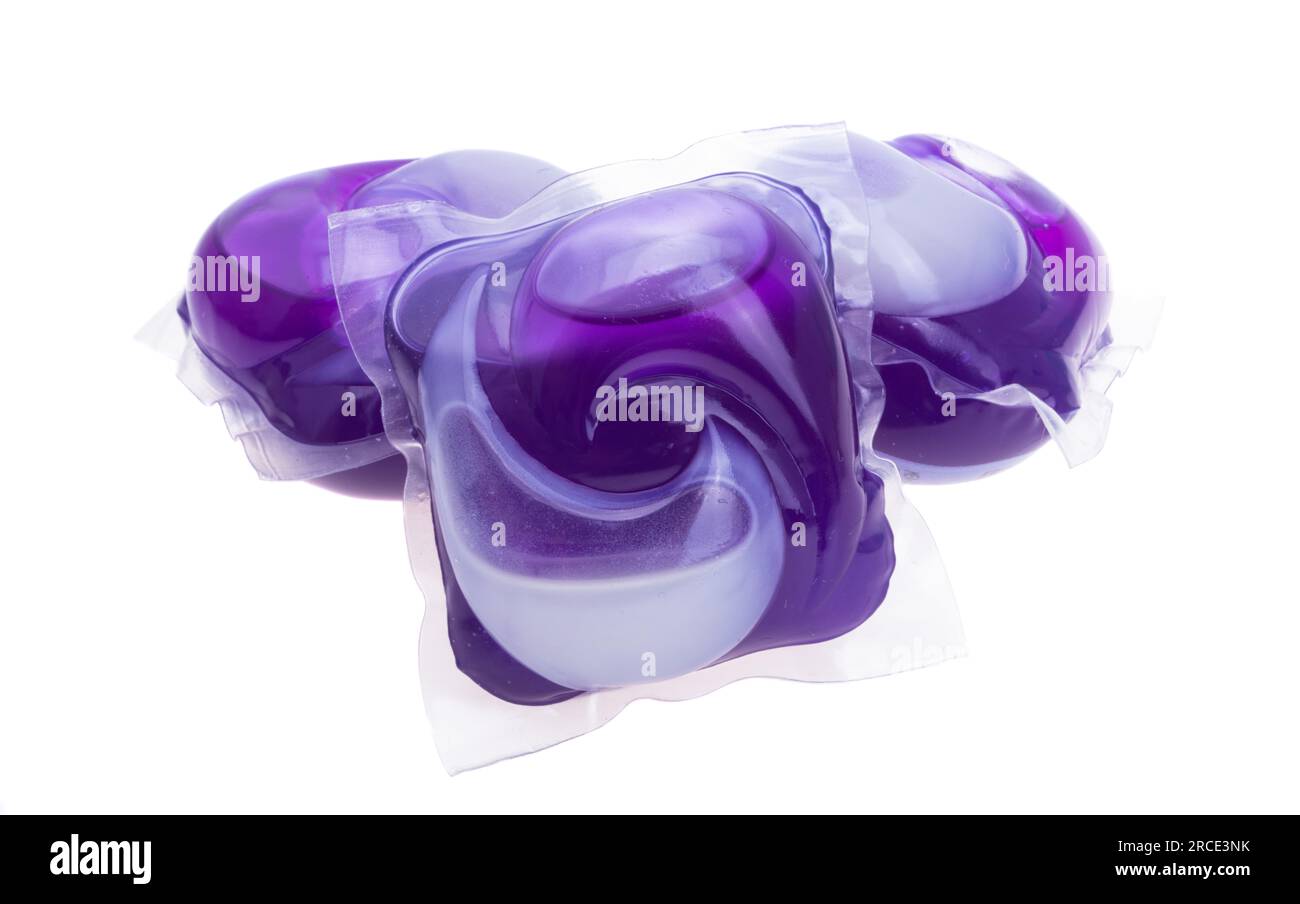 washing capsules isolated on white background Stock Photo - Alamy