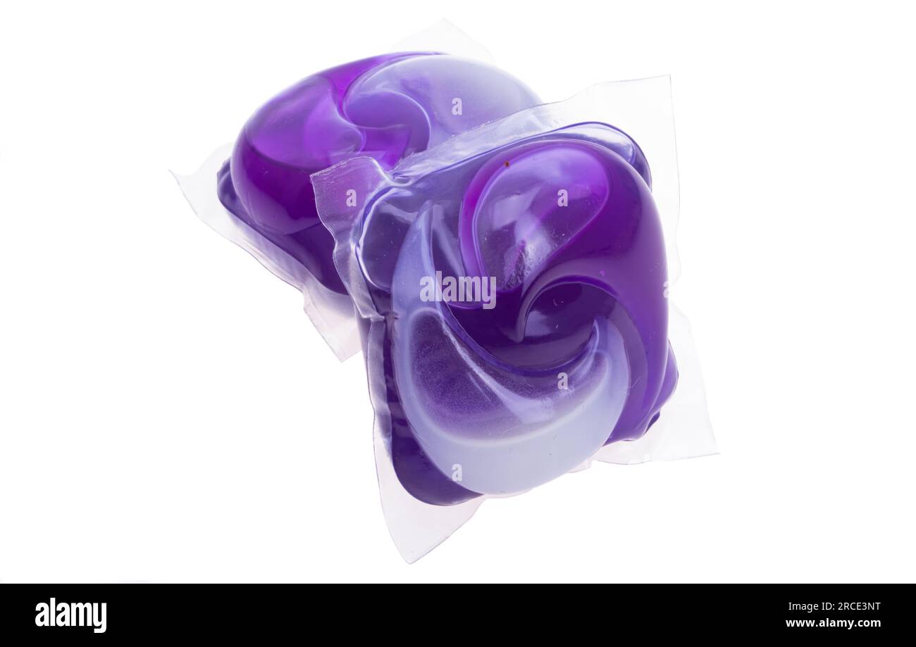 washing capsules isolated on white background Stock Photo - Alamy