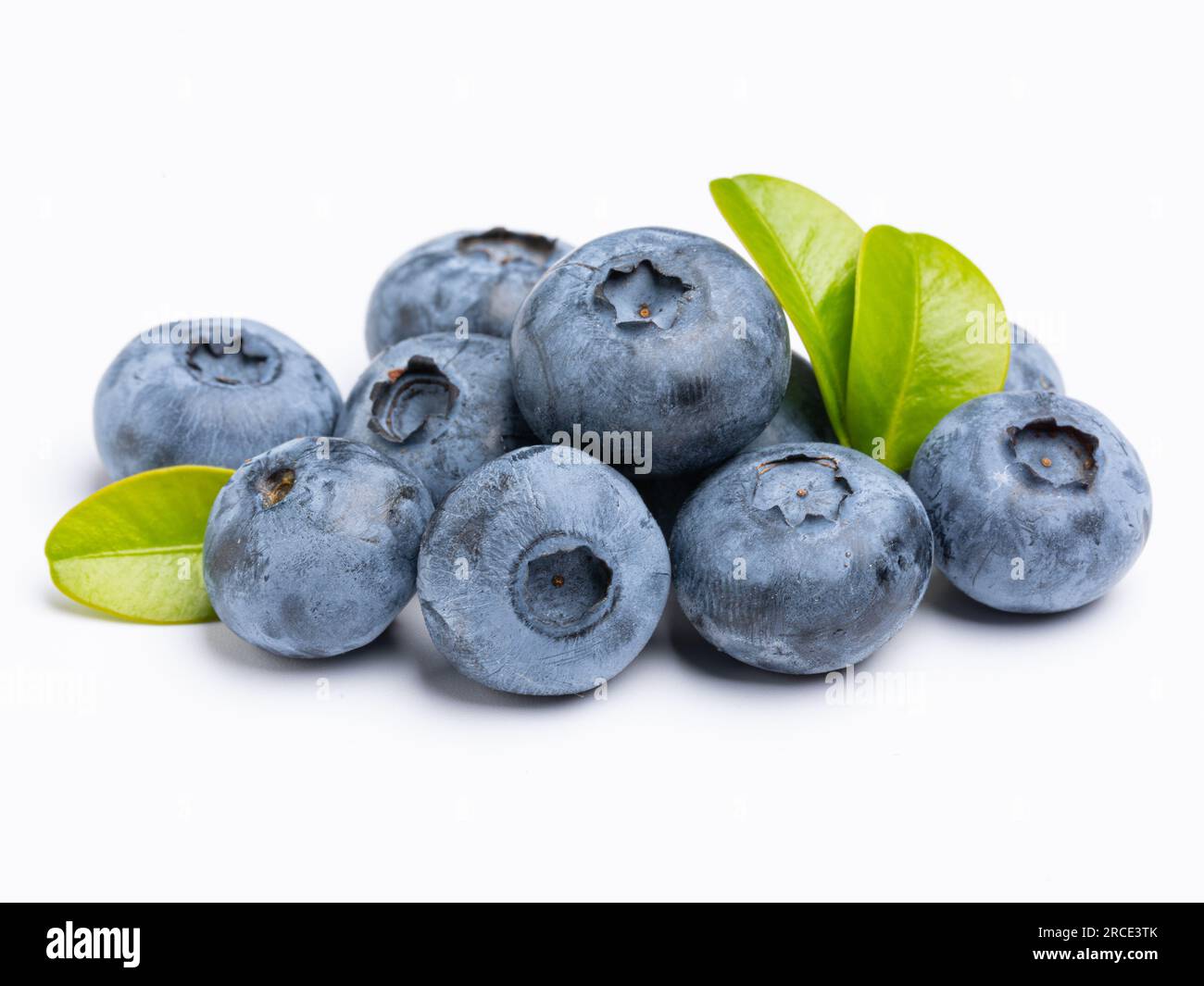 Fresh blueberries with blueberry leaves isolated on white background ...