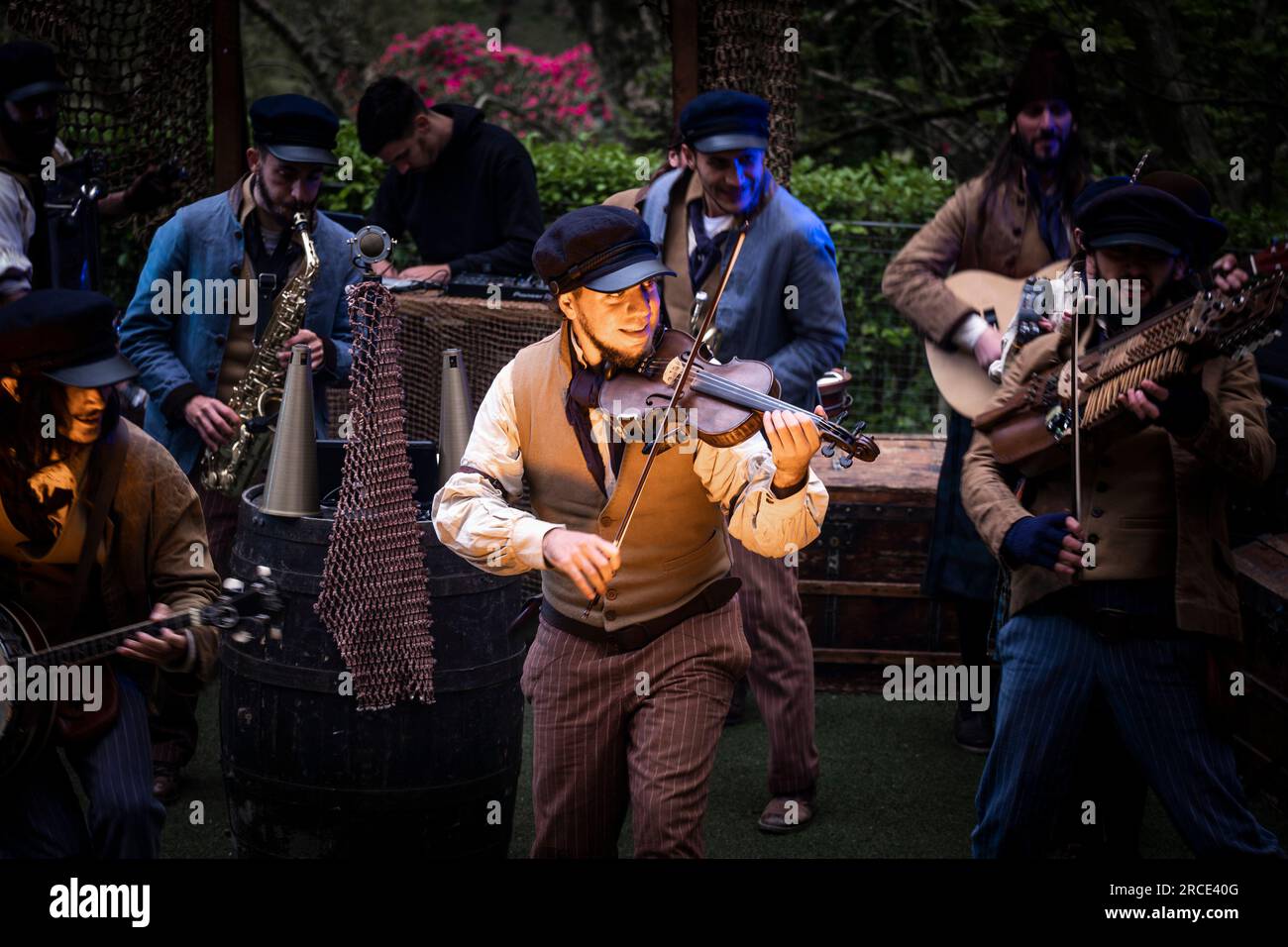 Old Time Sailors performing at Trebah Garden Amphitheatre in Cornwall ...