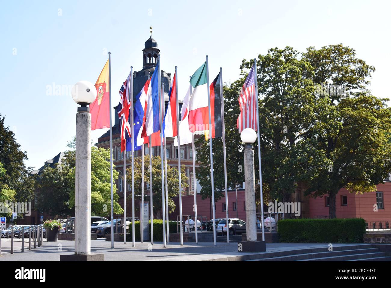 International Flags between Roman Columns Stock Photo - Alamy