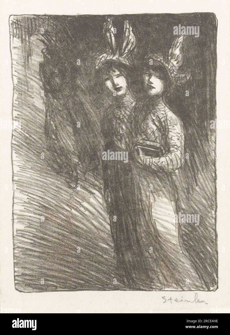 Two women lithograph hi-res stock photography and images - Alamy