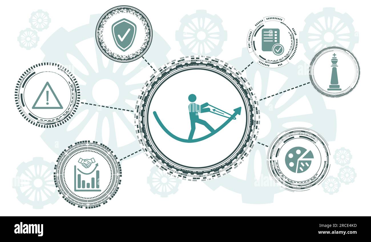 Concept of crisis management with connected icons Stock Photo - Alamy