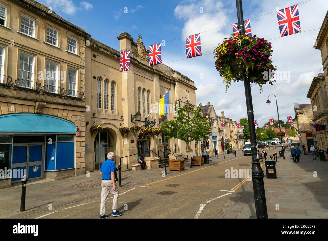 Union Jack Ukrainian flags Town Hall building, and Chippenham ...