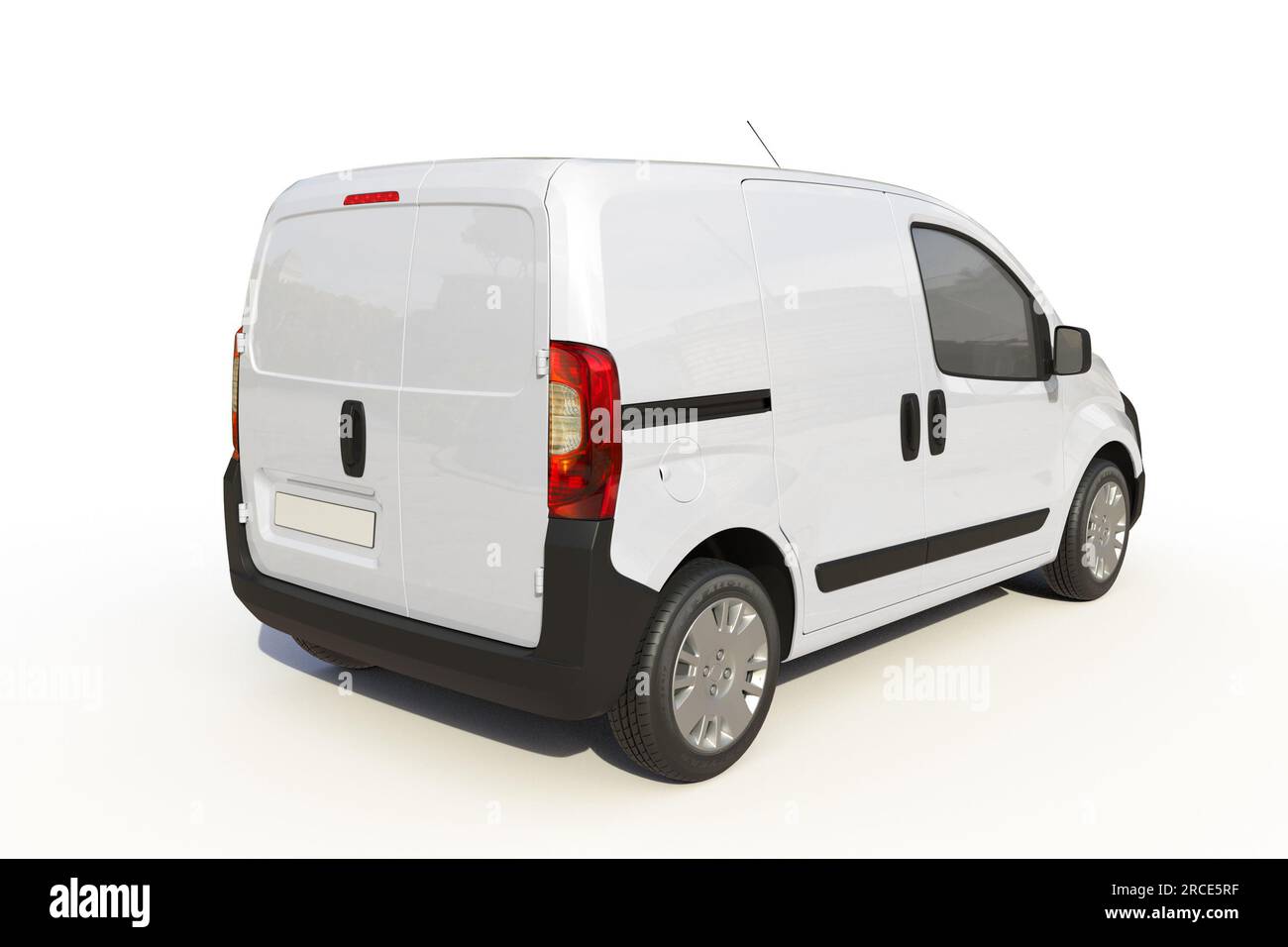White van on a white background Stock Photo - Alamy