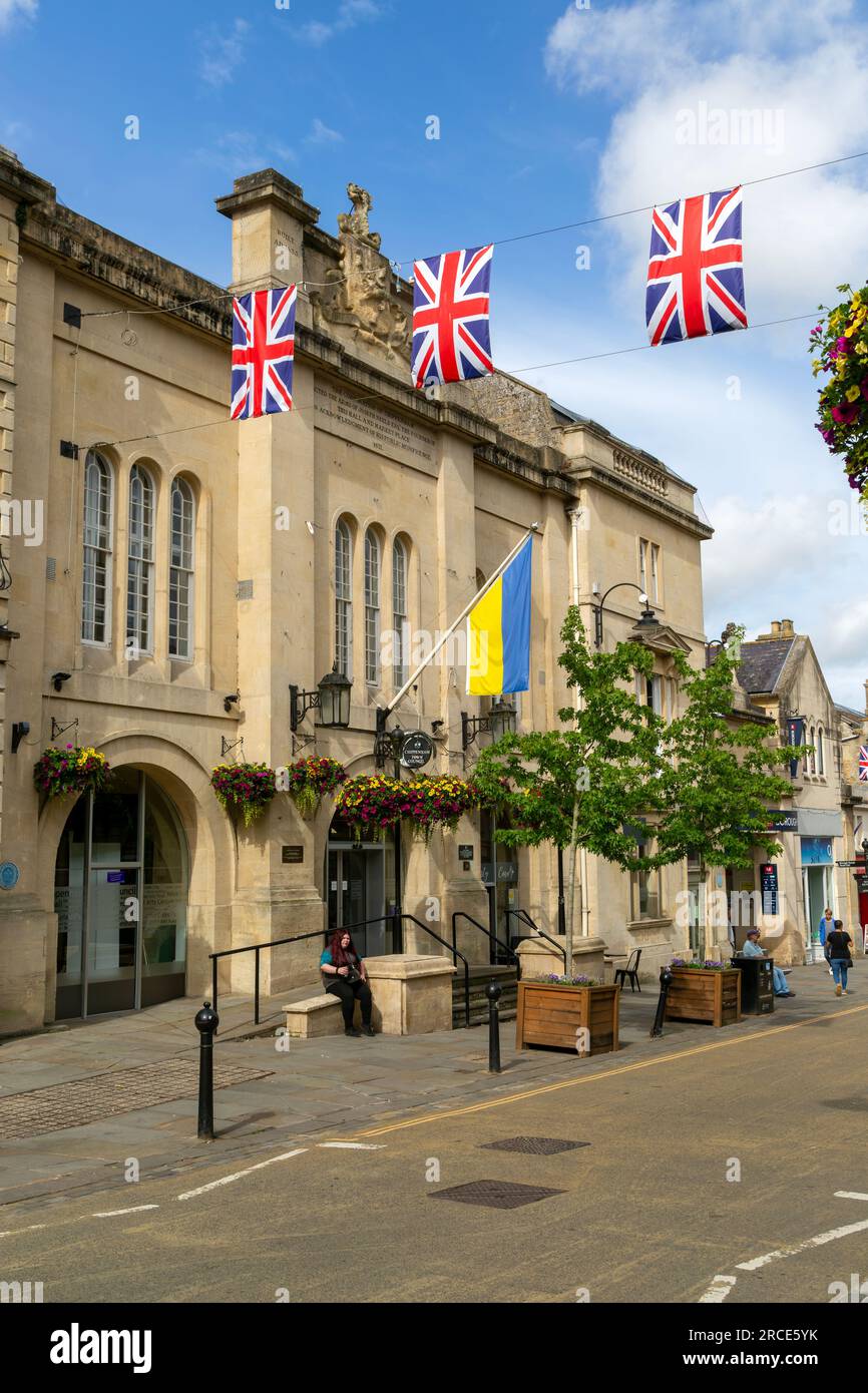 Union Jack Ukrainian flags Town Hall building, and Chippenham ...