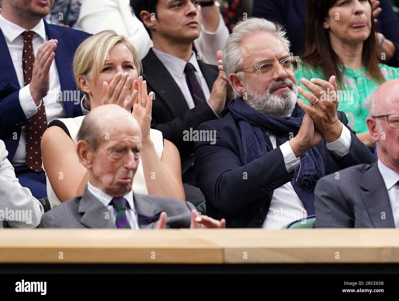 Sir Sam Mendes (right) and his wife Alison Balsom in the royal box on ...