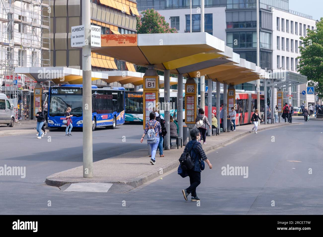 Bonn, Germany - May 22, 2023 : View of the central Bus stop station in ...