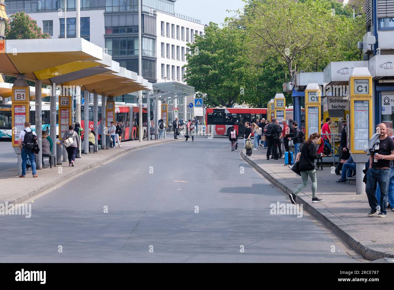 Bonn, Germany - May 22, 2023 : View of the central Bus stop station in ...