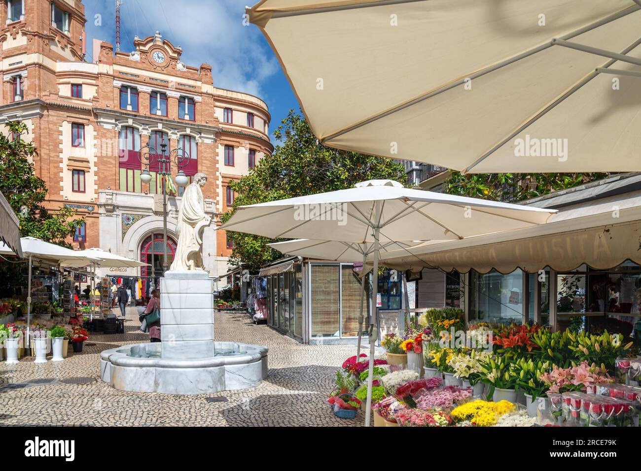 Plaza de las Flores Square with Columella Monument and Post Office ...