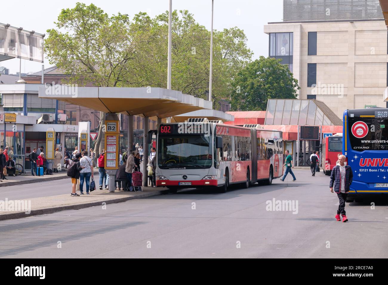 Bonn, Germany - May 22, 2023 : View of the central Bus stop station in ...