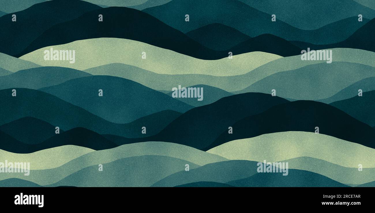 Seamless lush green wavy rolling hills mountain landscape or terrain ...