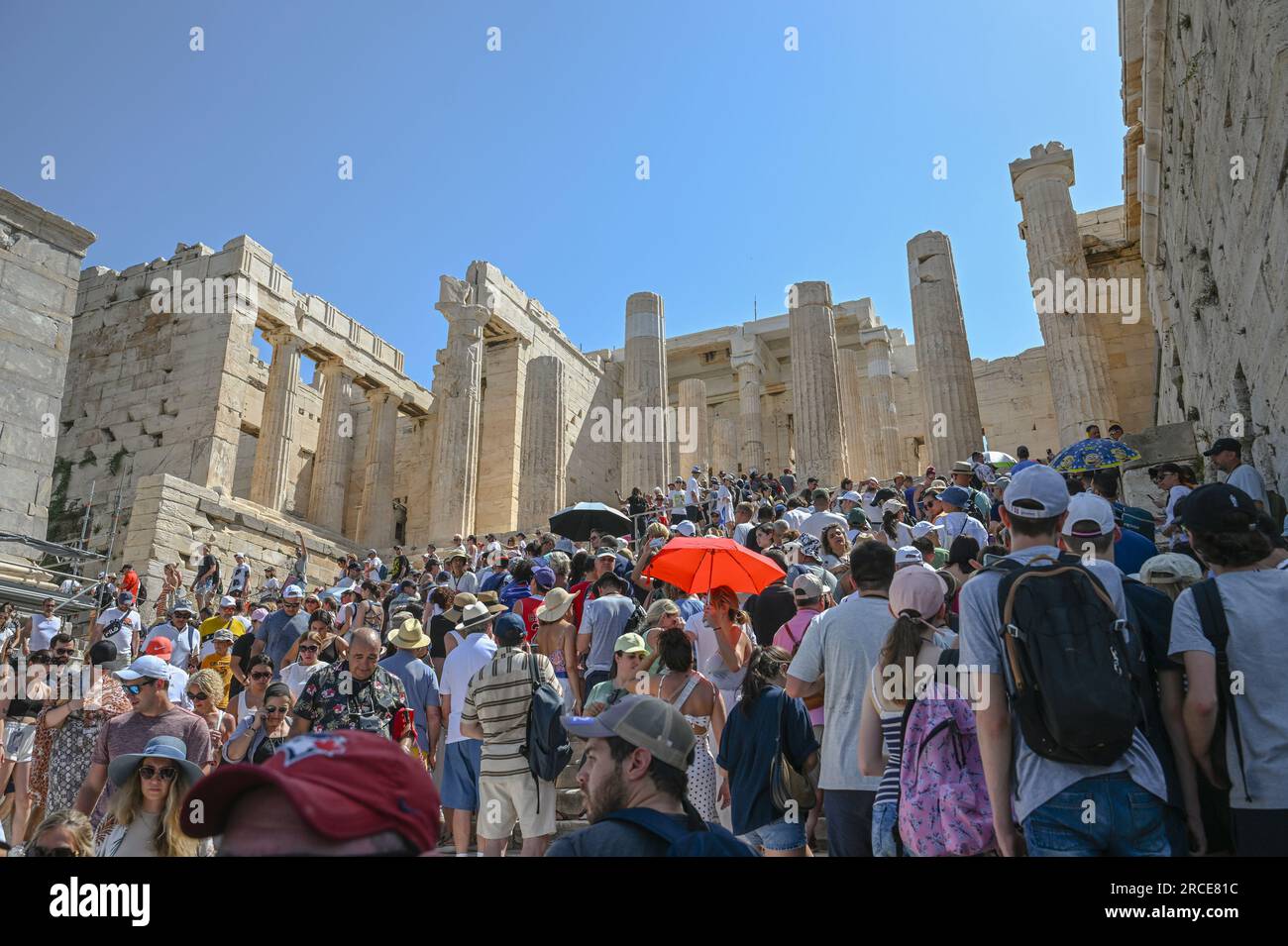 Athen, Greece. 14th July, 2023. A large crowd of tourists visit the ...