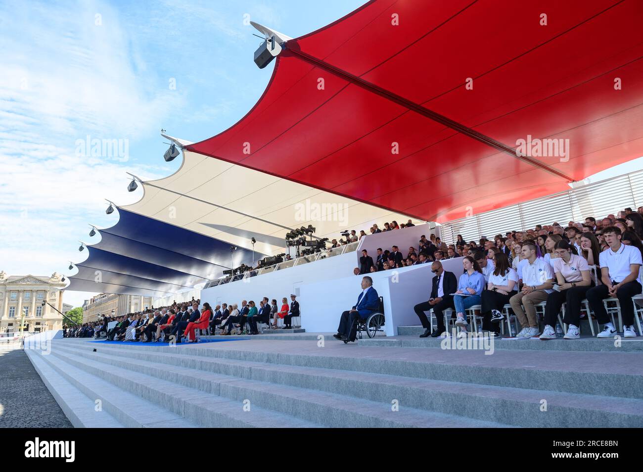 Paris, France. 14th July, 2023. Atmosphere on the official tribune ...