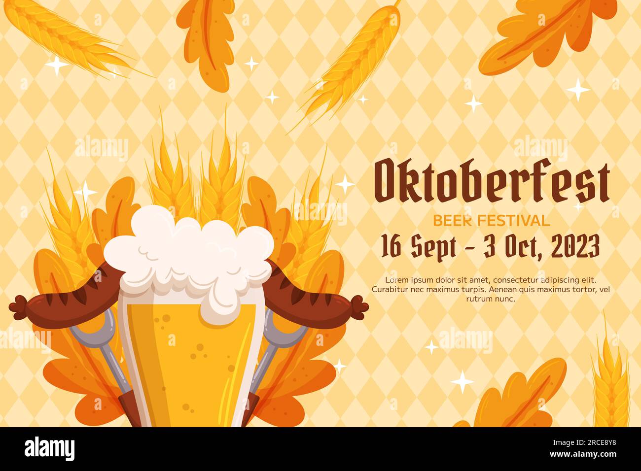 Oktoberfest German beer festival background. Design with glass of beer ...