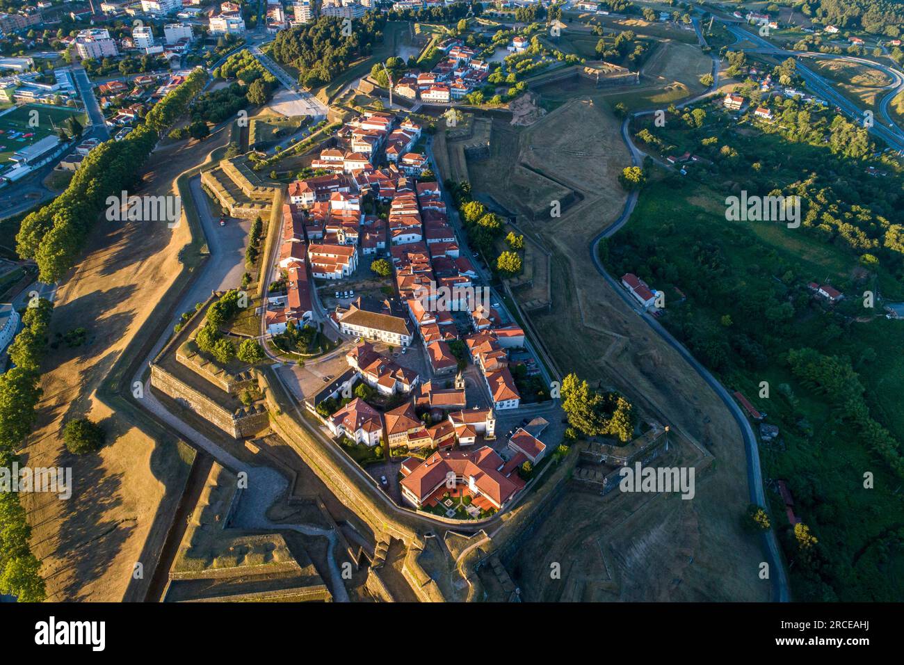 Aerial view of the fortress of Valenca do Minho in Portugal Stock Photo ...