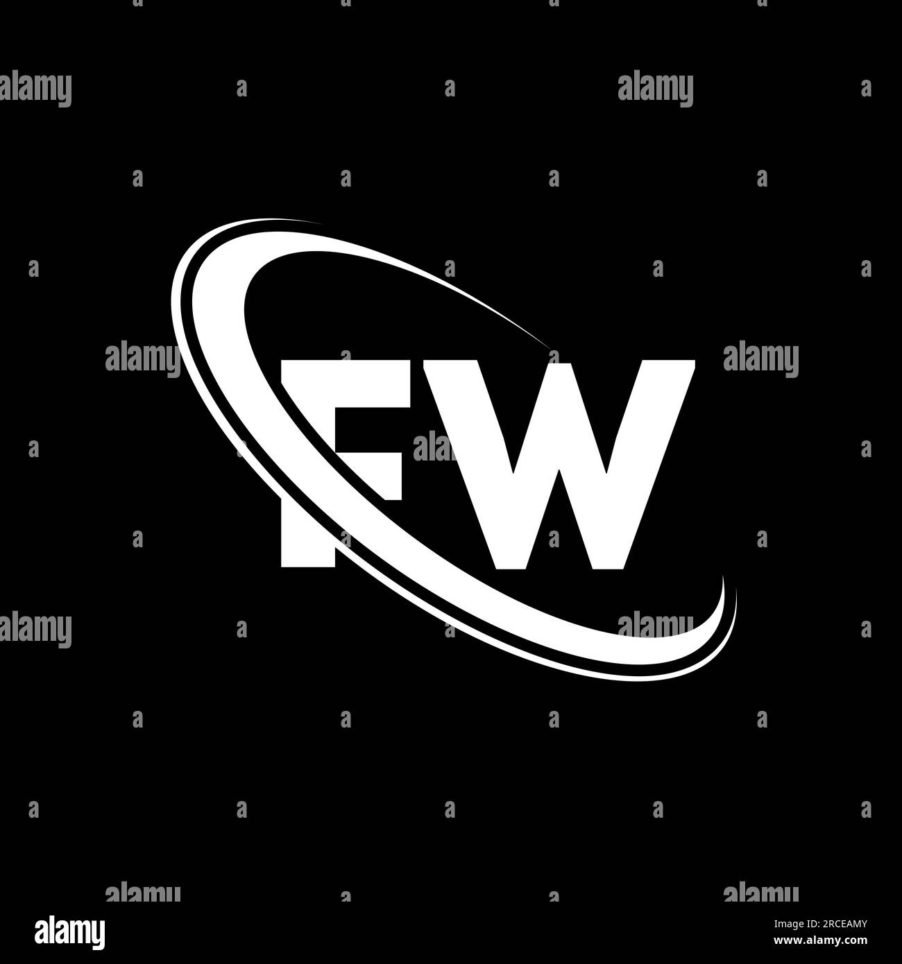 FW logo. F W design. White FW letter. FW/F W letter logo design. Initial letter FW linked circle ...